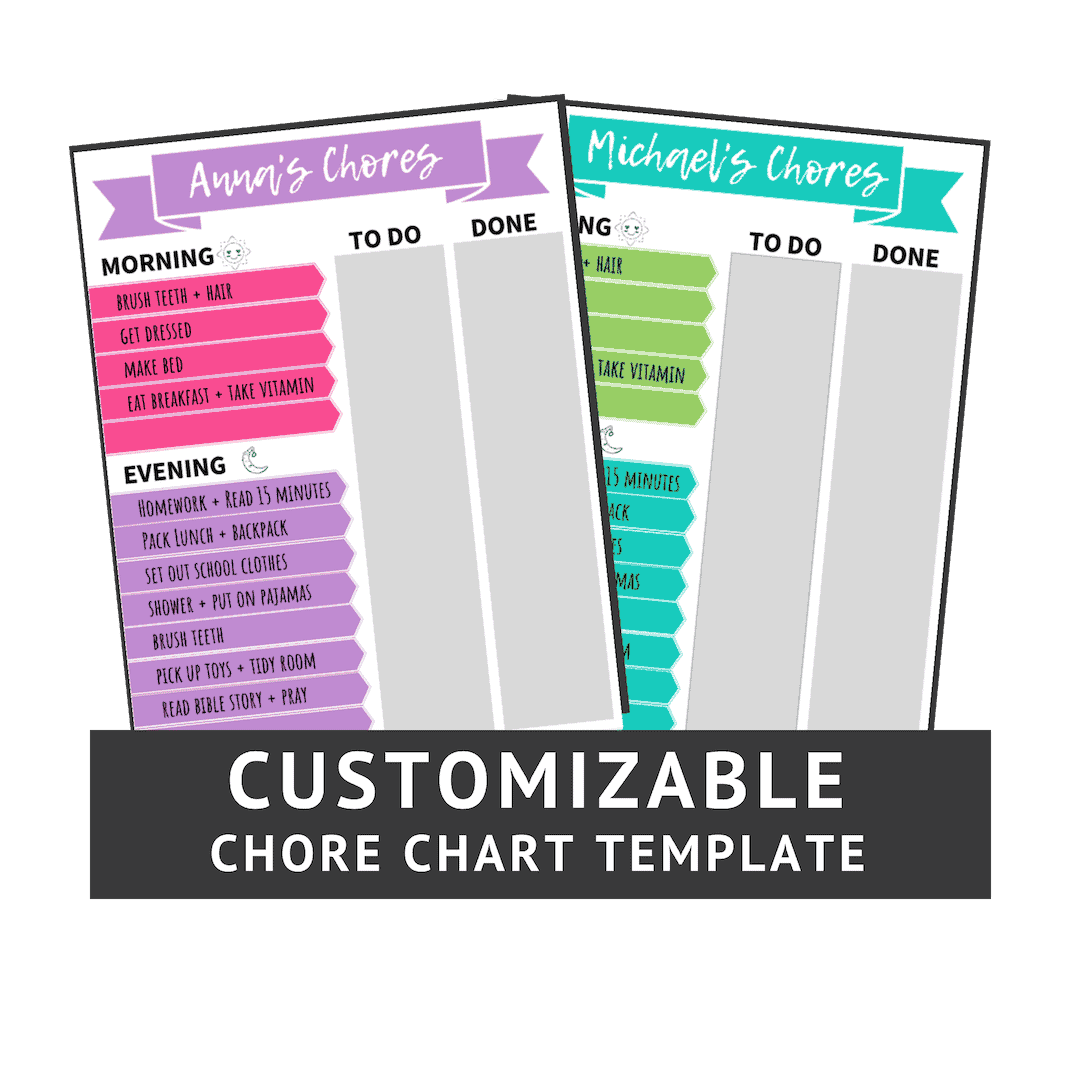 DIY Magnetic Chore Chart Customizable Chore Chart Template
